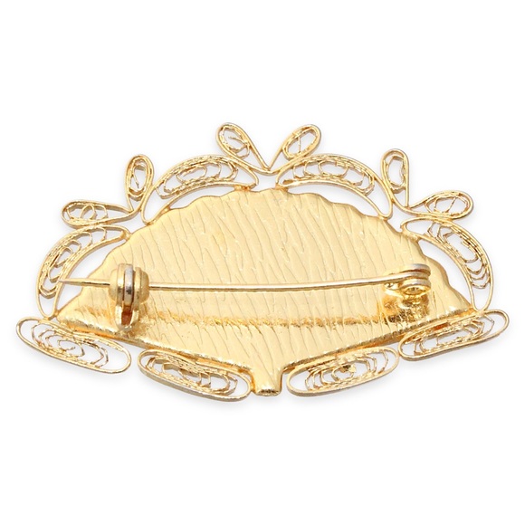 Jewelry | Vintage Spanish Damascene Bird Brooch Gold Tone Cannetille ...